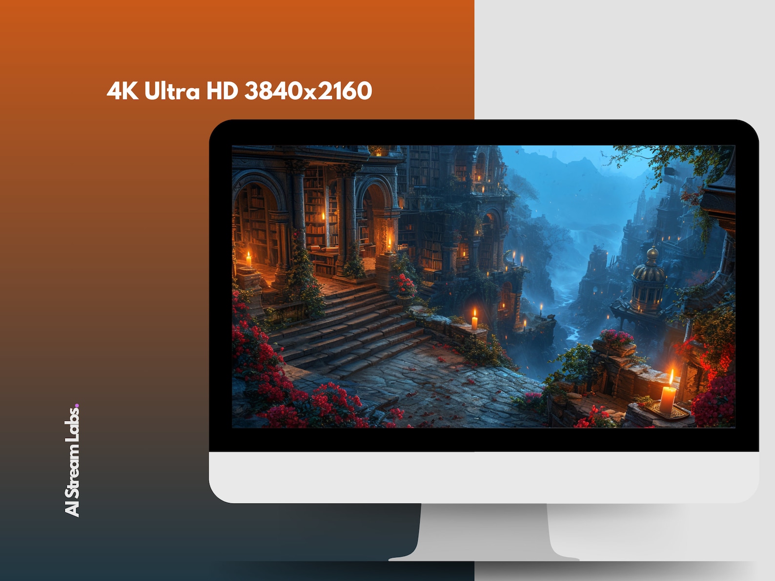 4K Animated Background Enchanted Elven Library | Streaming, Vtuber ...