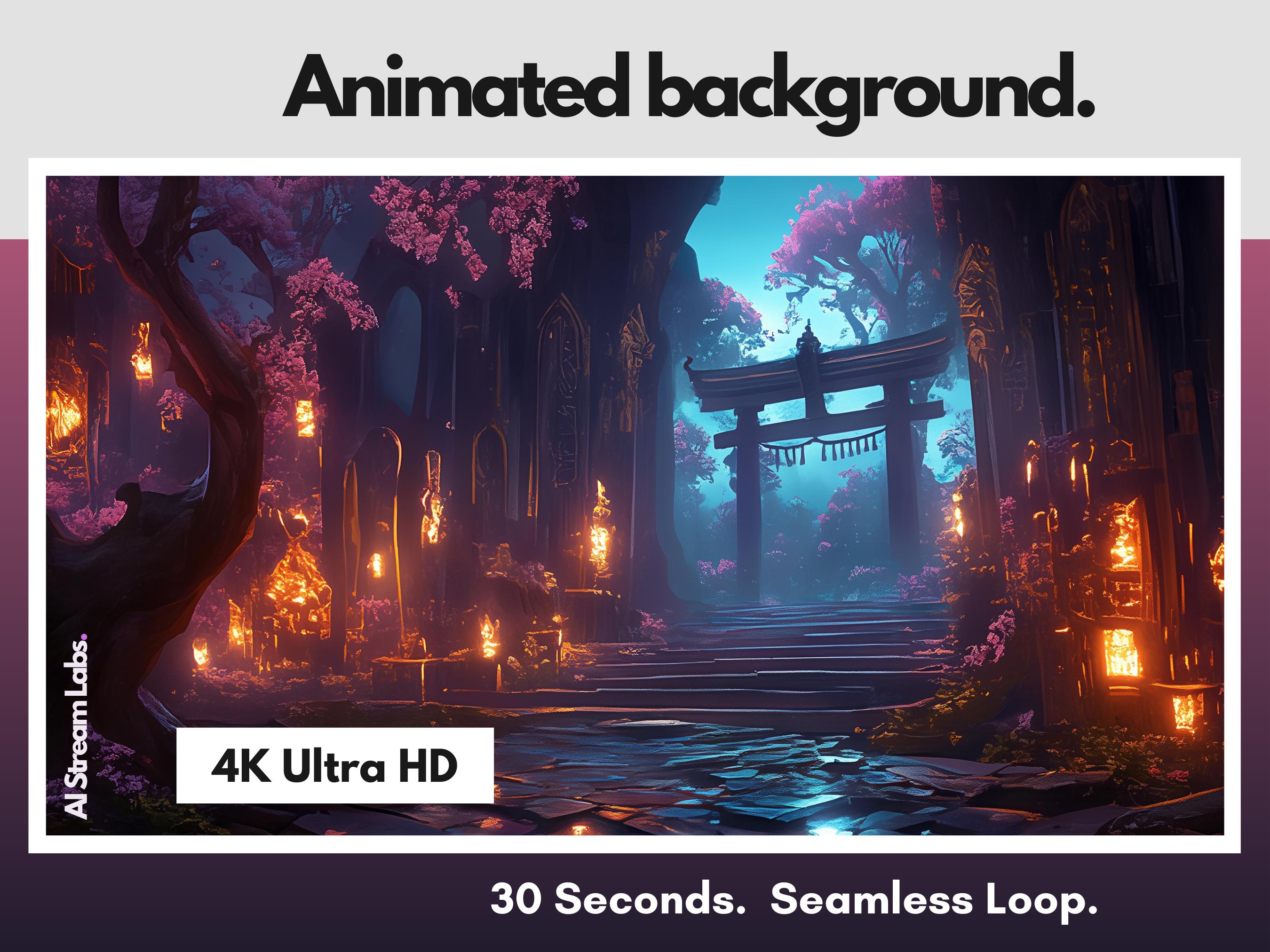 4K Animated Sakura Shrine Background: Vtuber/streaming + Mobile ...