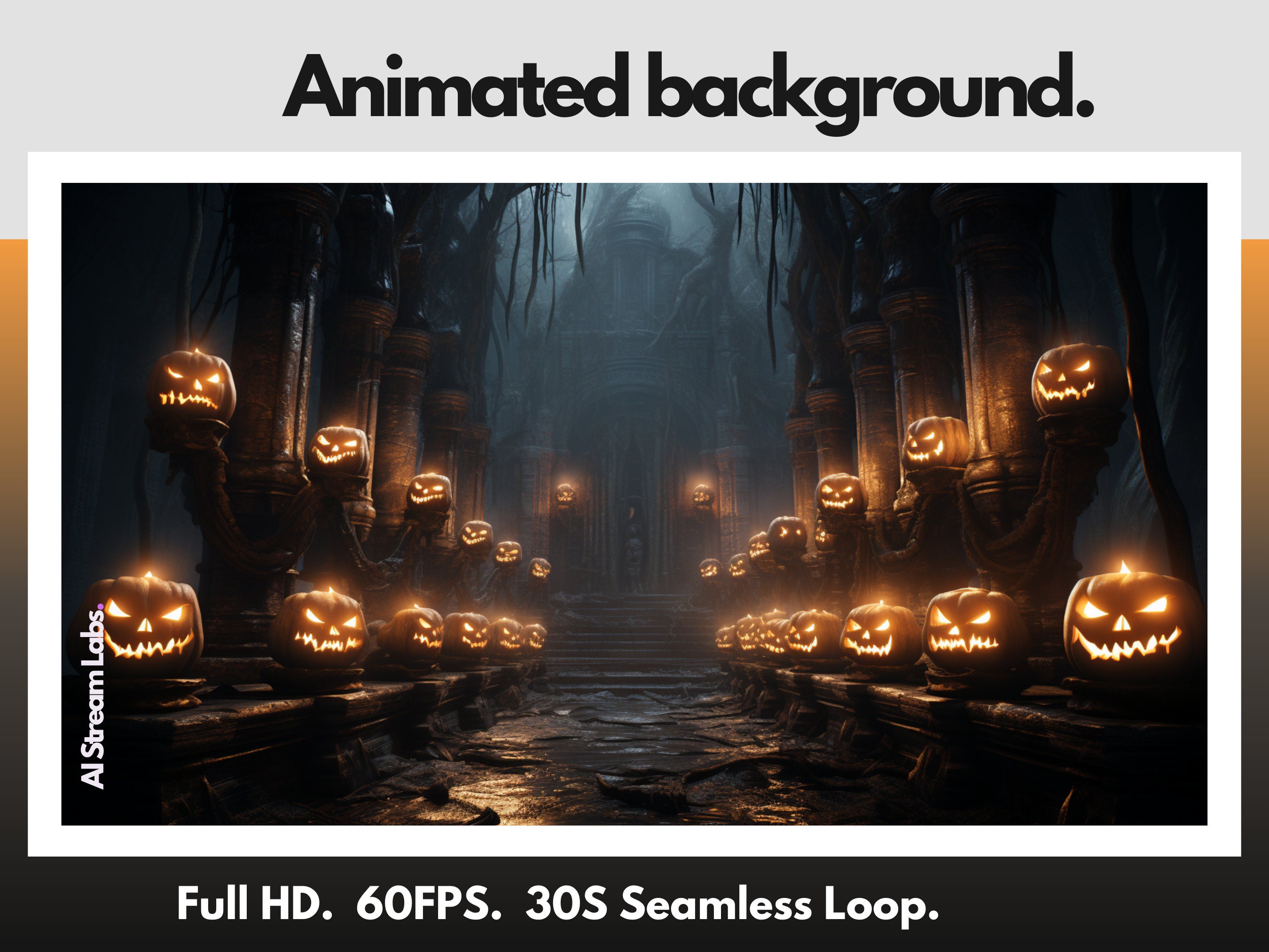 Halloween Animated Stream Background: Dark Pumpkin Alley (MP4 ...