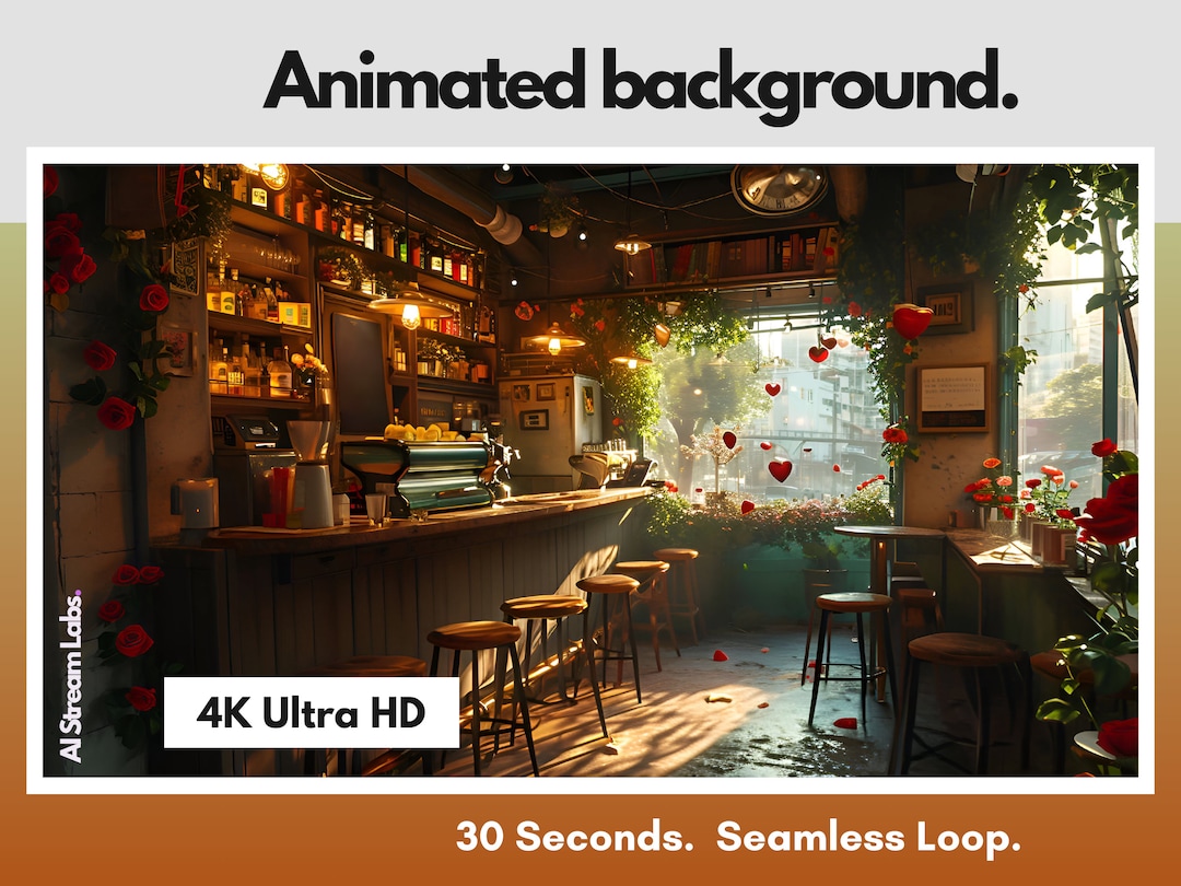 4K Animated Cozy Cafe Background: Streaming, Vtuber, Youtube (bonus ...