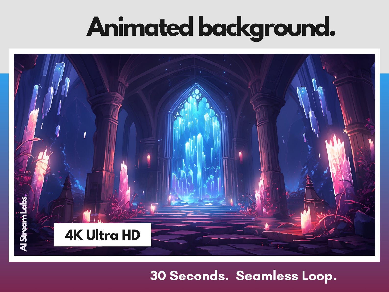 4K Animated Crystal Sanctuary Background: Vtuber Twitch Youtube (bonus ...
