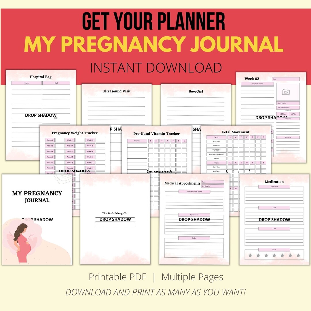 My Pregnancy Journal Printable Bundle | Pregnancy Memory Book Foe ...