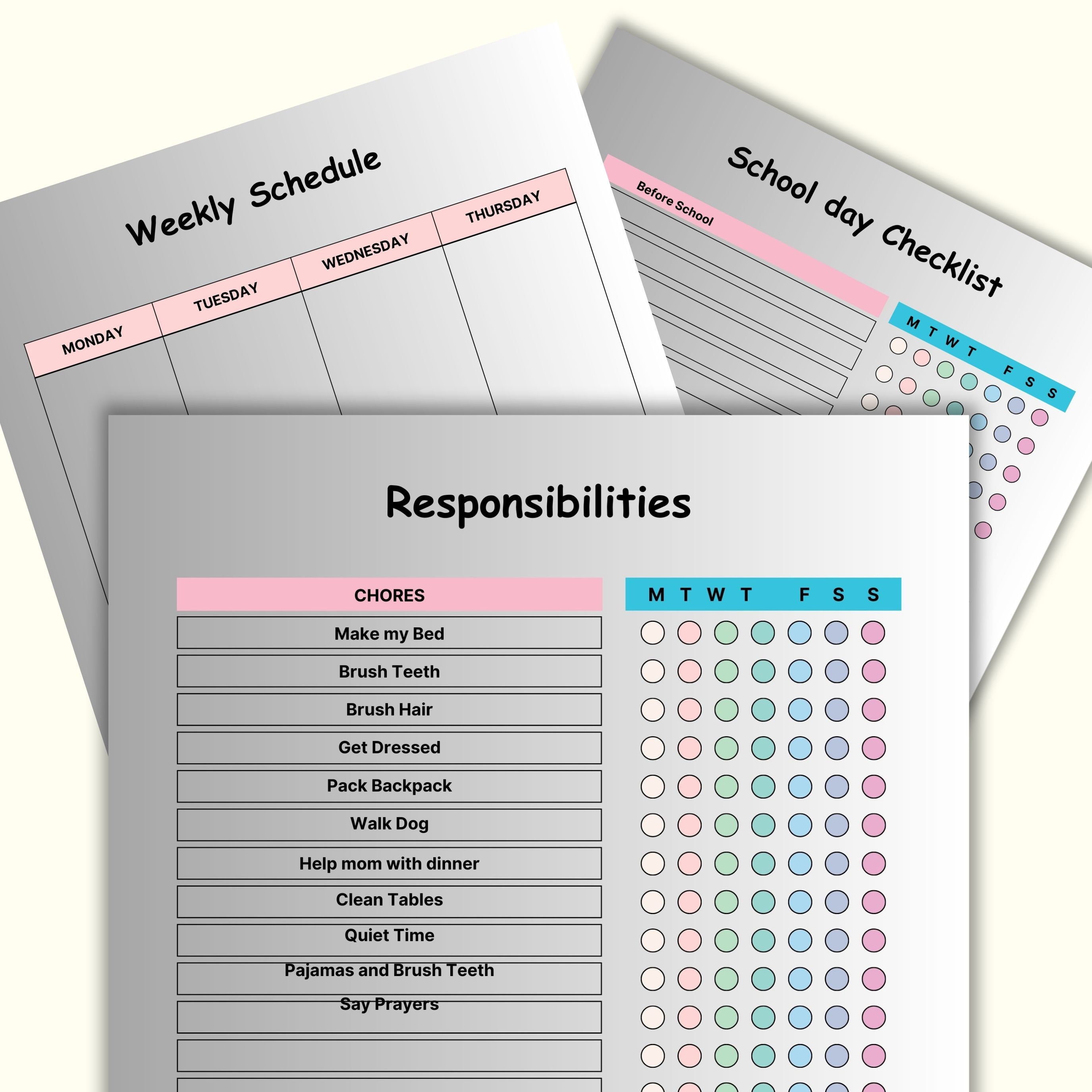 Customizable Kids Chore Chart, Interactive Kids Chore Chart, Organized ...