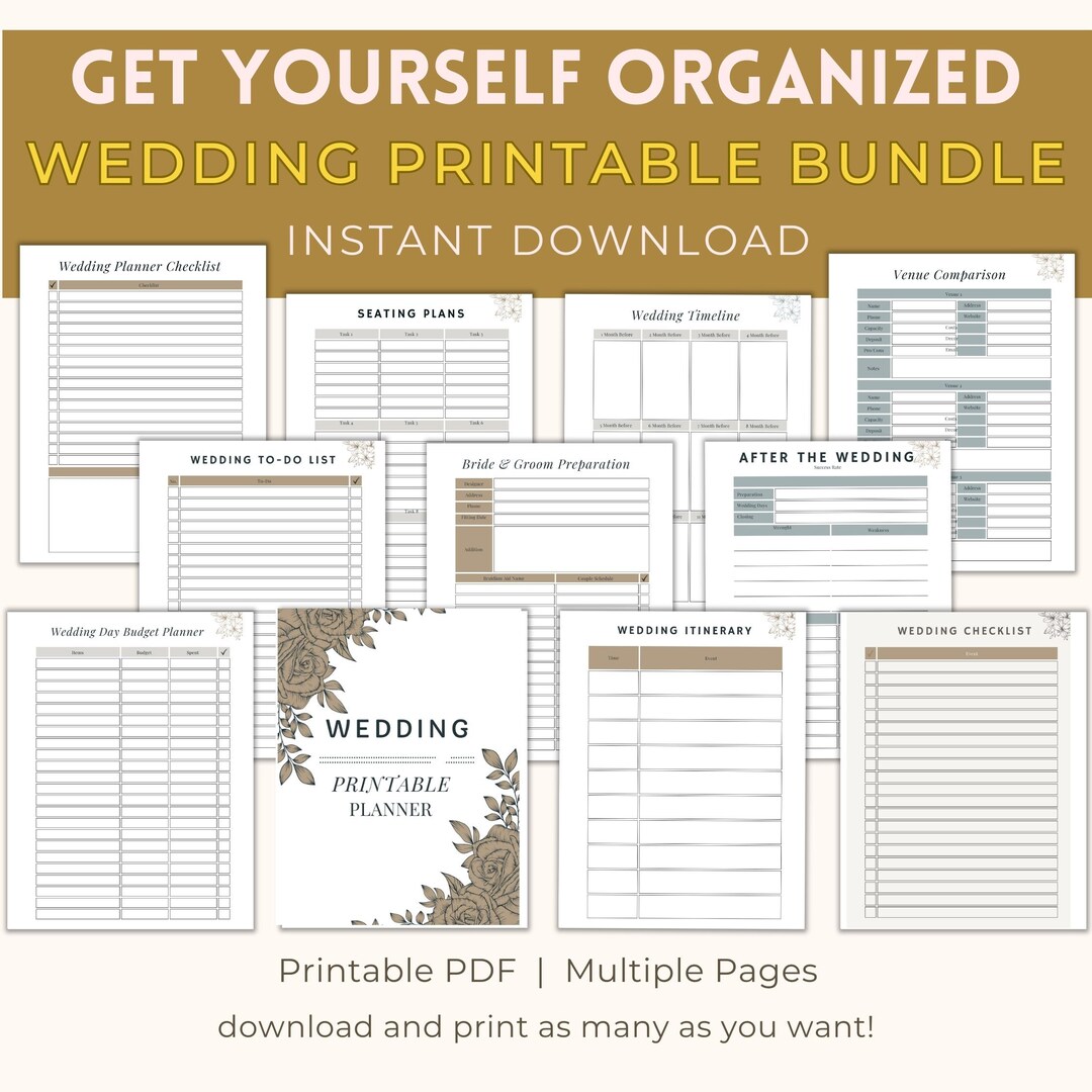 DIY Wedding Couples Planner | Wedding Digital Printables | Brides to Be ...