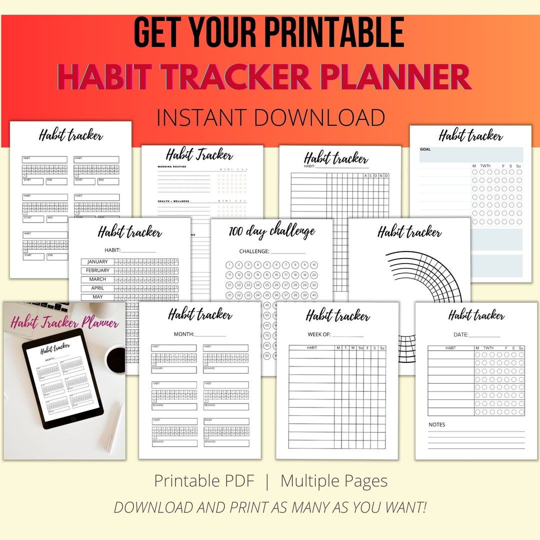 Buy Minimalist Habit Tracker Printable Monthly Habit Tracker Planner 28 ...