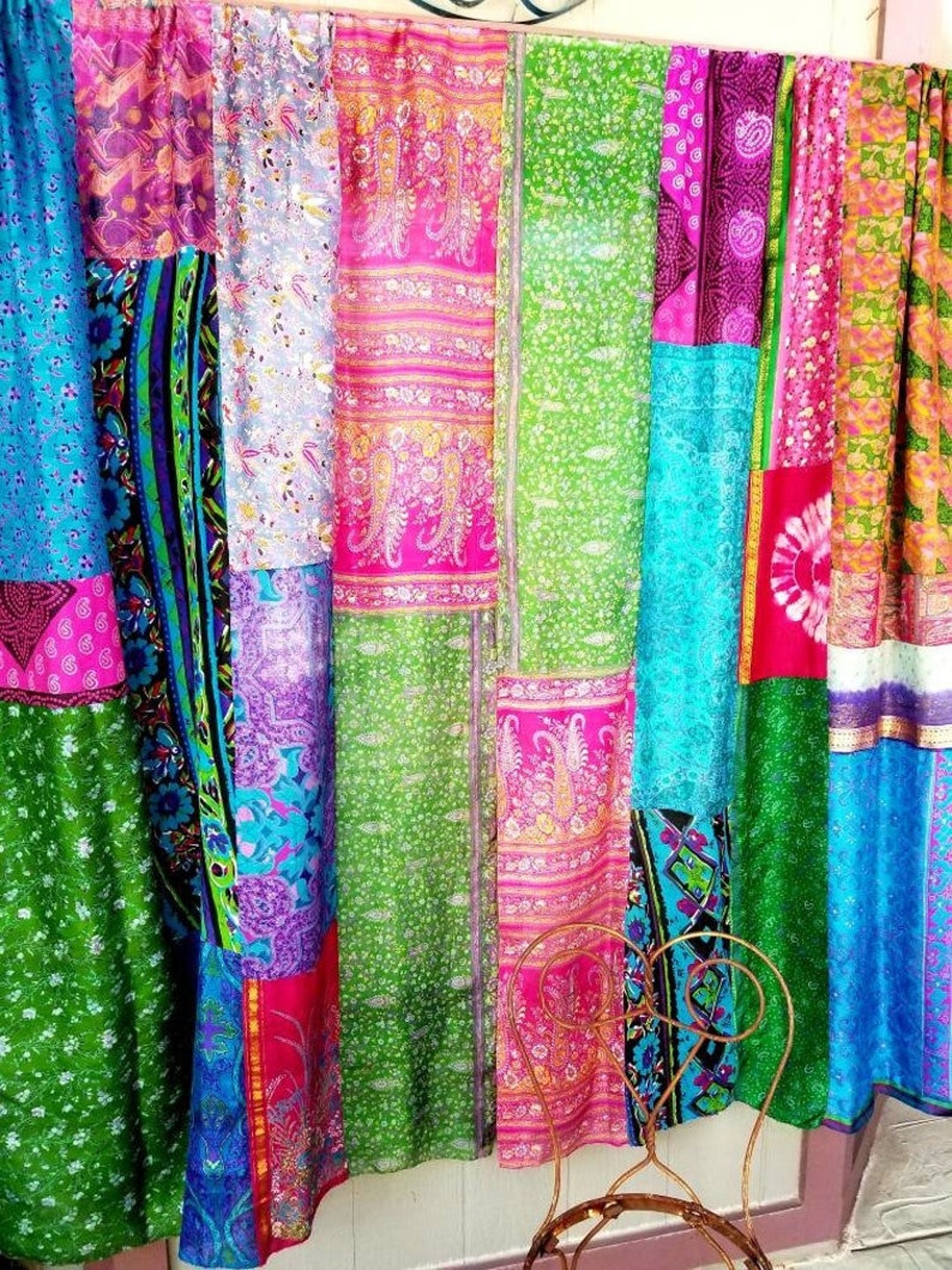 Indian Vintage Old Silk Sari Multi Color Handmade Patchwork - Etsy