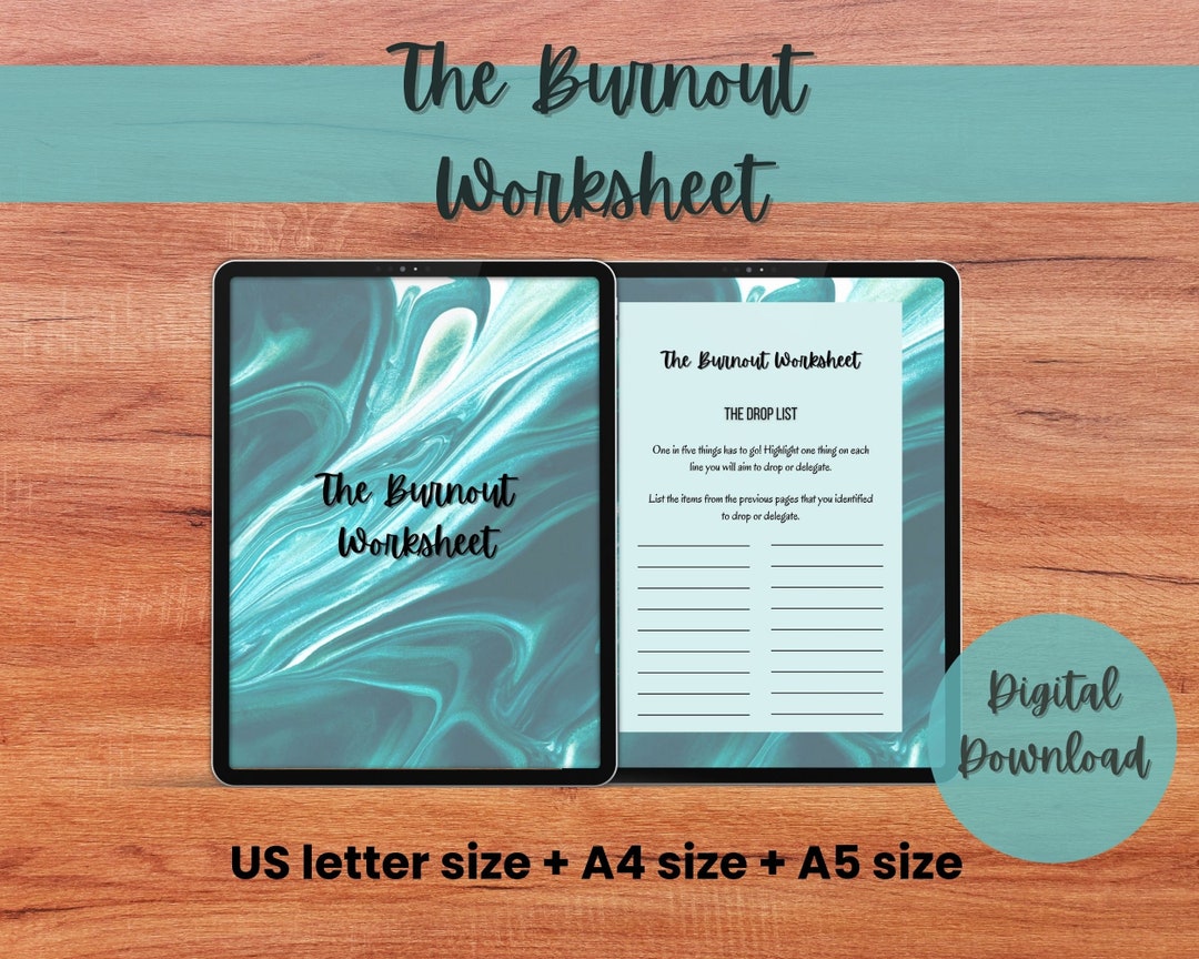 Burnout Worksheet for Mental Health and Wellness. Organisational Tool ...