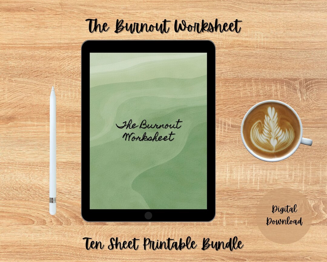 Burnout Worksheet for Mental Health and Wellness. - Etsy