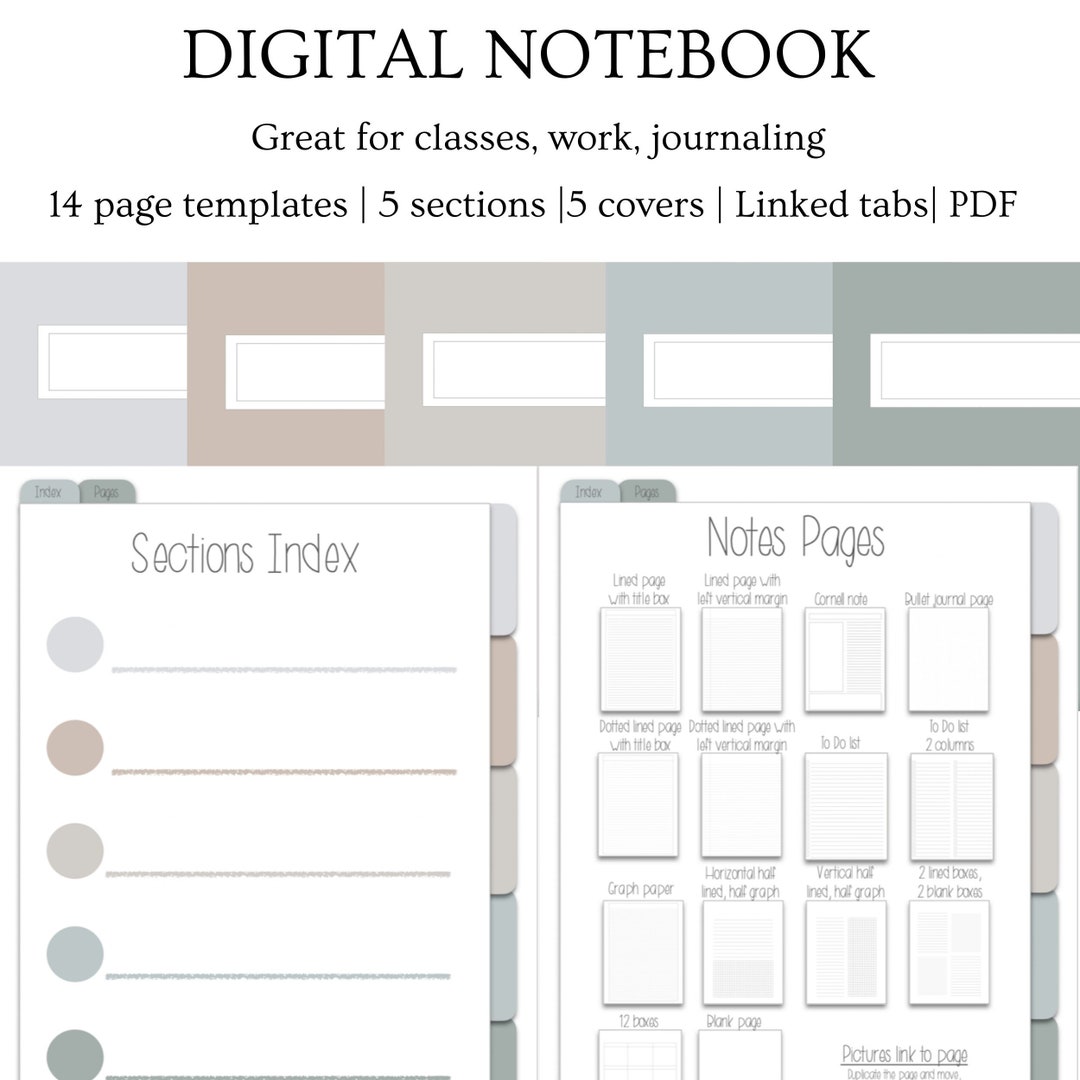 Digital Notebook Student School College Work Journal, PDF Goodnotes ...