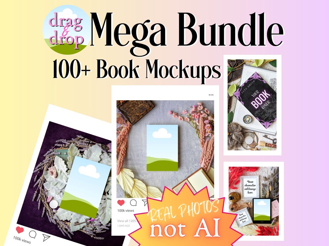 100+ Book Mockup Templates: Canva Drag & Drop Flatlays - Etsy