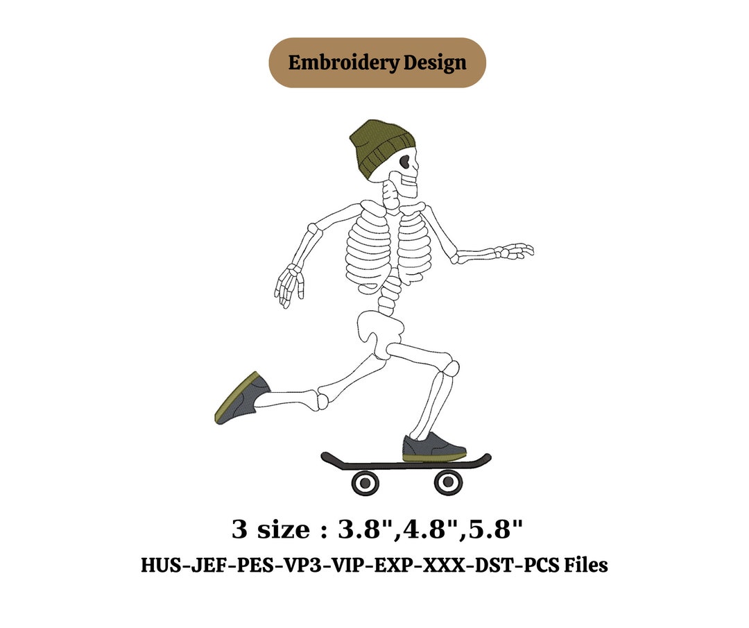 Skateboard Embroidery ,halloween Skull Skateboarding Embroidery Ghost ...