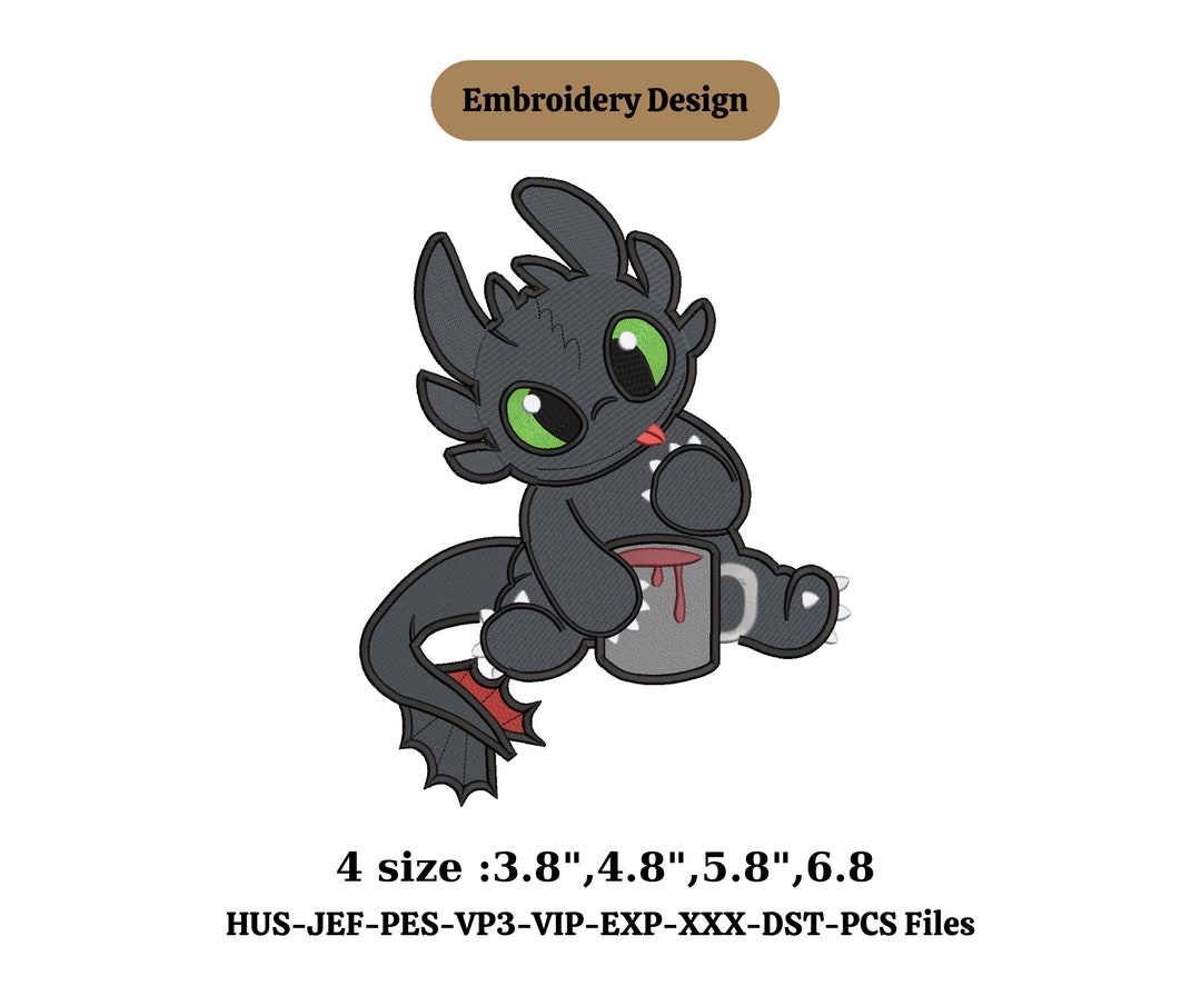 Toothless Dragon Embroidery Design,embroidery Files,embroidery ...