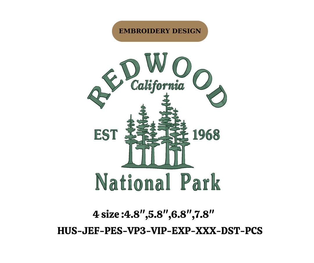 REDWOOD National Park Embroidery Machine Design USA National Park ...