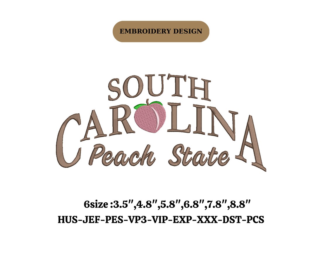 South Carolina the Peach State Embroidery,yellow Jessamine Flower ...