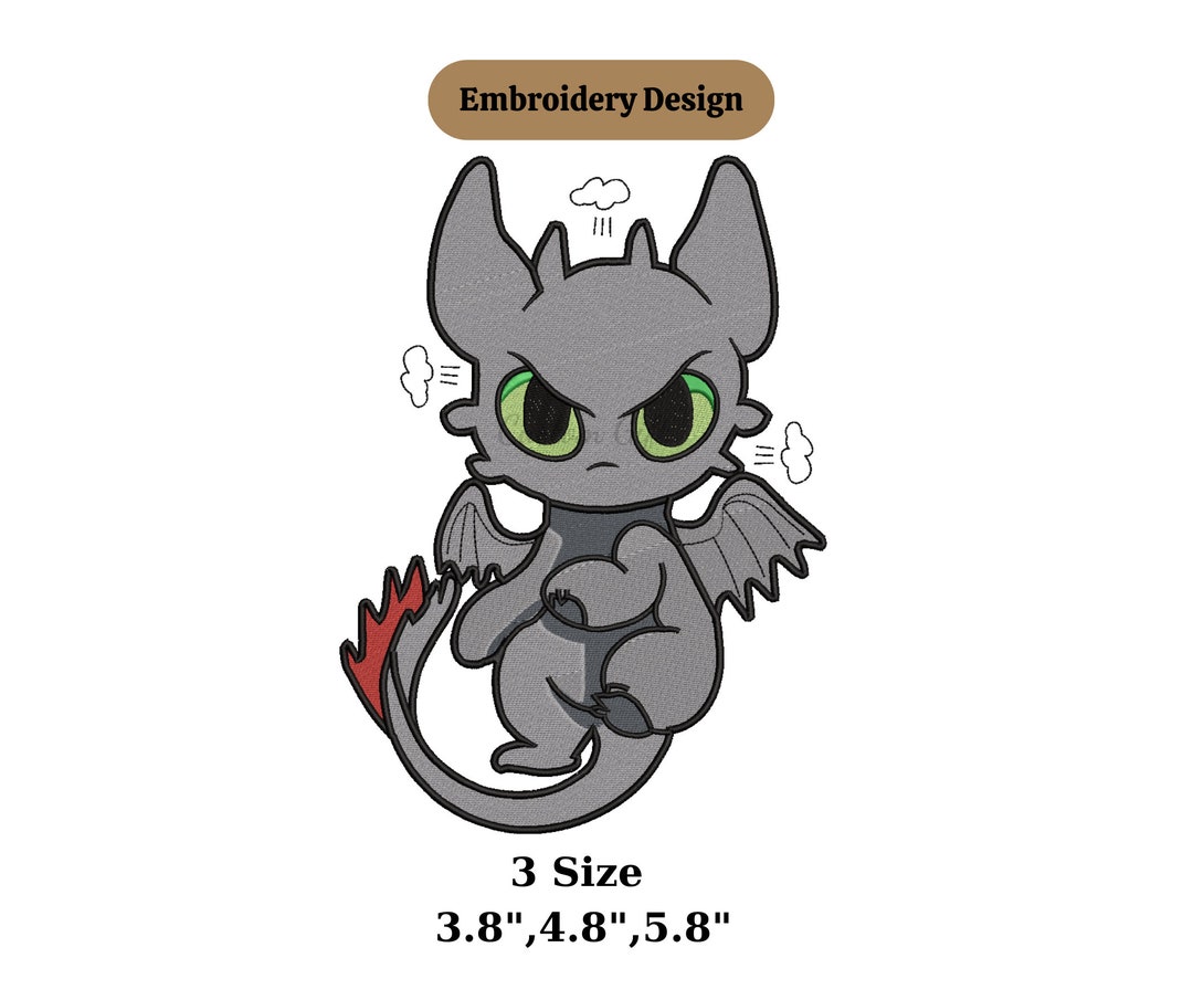 Dragon Design Embroidery Dragon Toothless Cute Dragon Embroidery ...