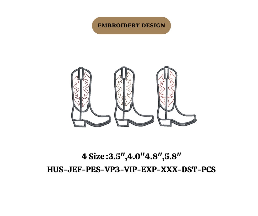 Cowboy Boots Embroidery Design, Wildflower Shoes Embroidery, Wyoming ...