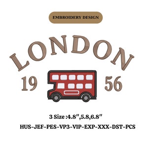London Red Bus Logo Embroidery Machine Designs London Embroidery Travel ...