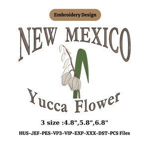 NEW MEXICO State Embroidery With Yucca Flower Embroidery - Etsy