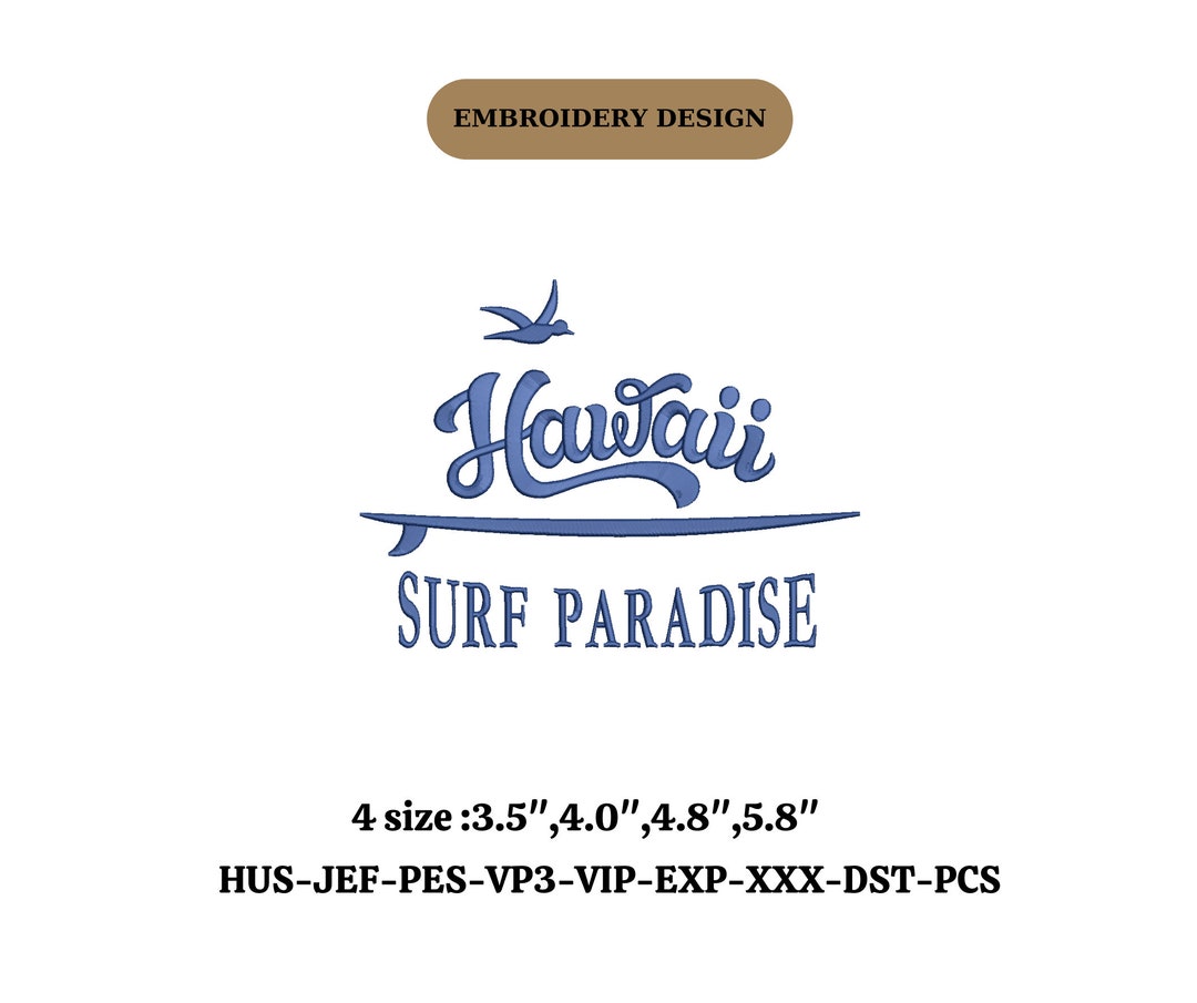 Hawaii Surf Embroidery Design State Embroidery Hawaii Sport Embroidery ...