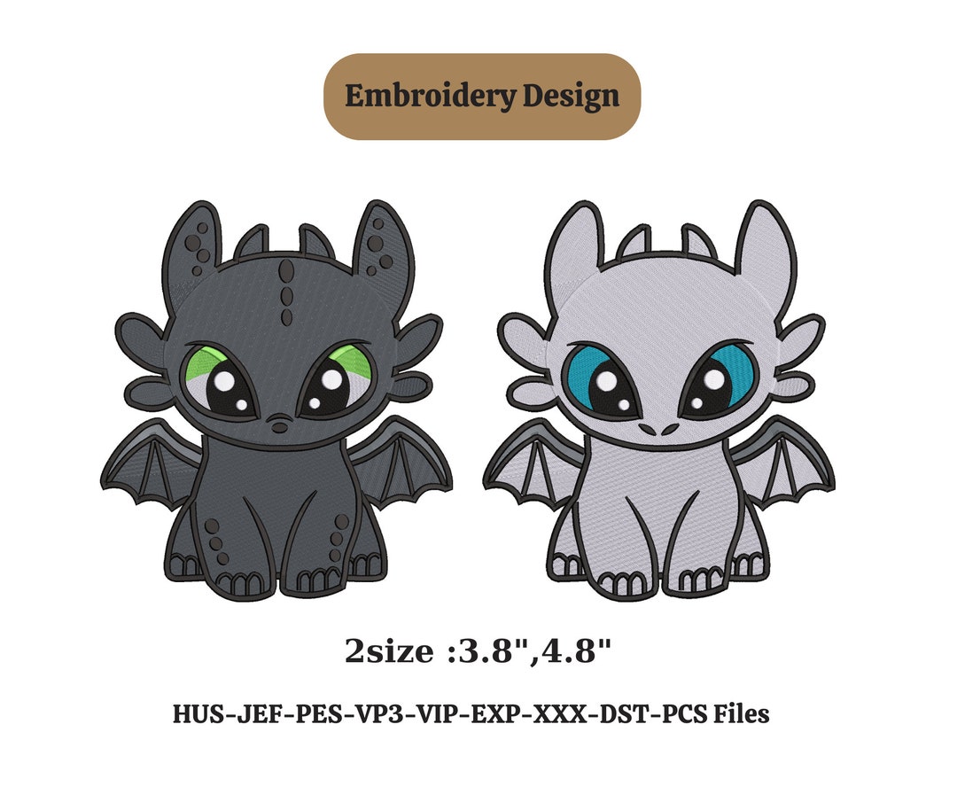 Toothless Dragon Couple Embroidery Design,embroidery Couple,embroidery ...