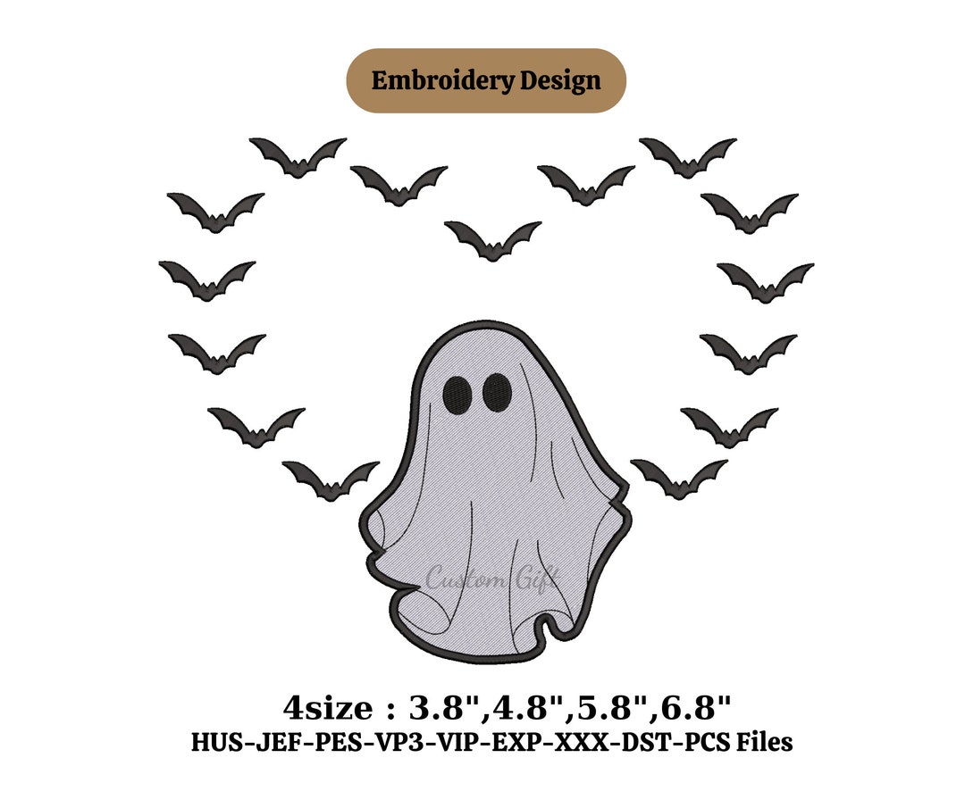 Spooky Halloween Embroidery Ghost Design ,halloween Cute Embroidery ...