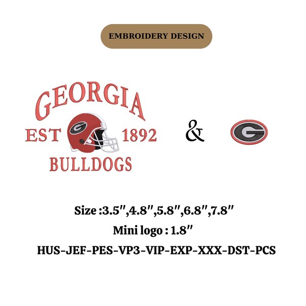 Georgia Bulldogs Embroidery - Etsy