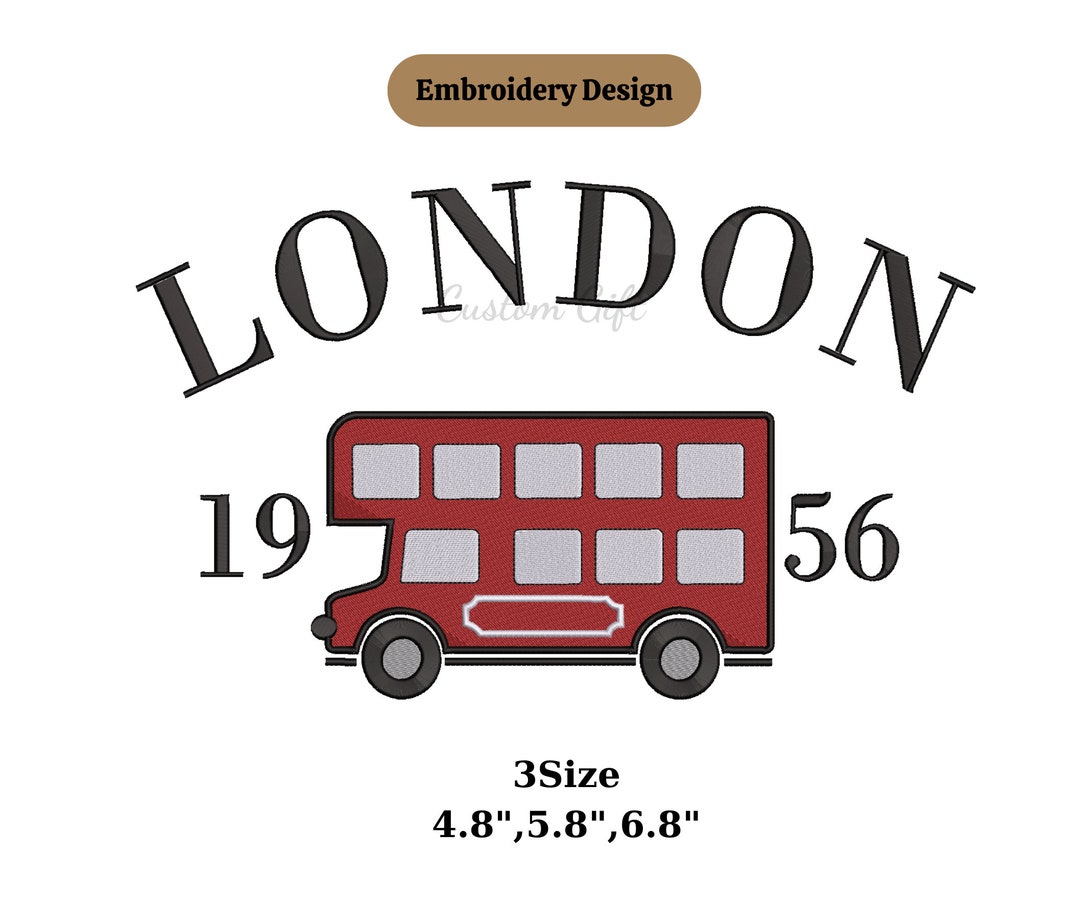 London Red Bus Logo Embroidery Machine Designs London - Etsy