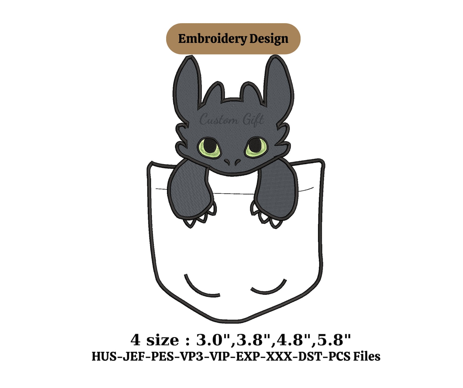 Toothless Dragon Embroidery embroidery Coupleembroidery - Etsy