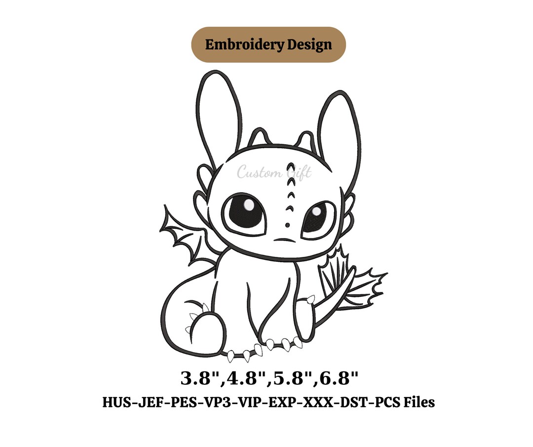 Dragon Toothless Design Shirt Cute Dragon Embroidery Parttens Dragon ...