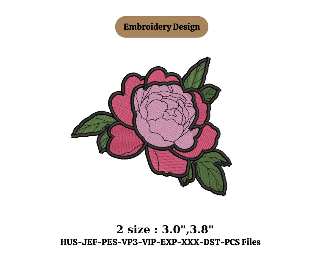 PEONY Flower Embroidery Design,towel Embroidery,floral Embroidery - Etsy