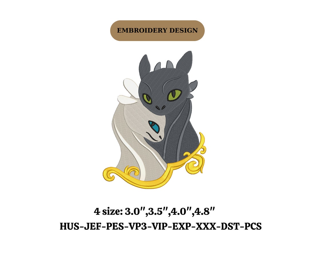 Toothless Dragon Couple Embroidery Design,embroidery Couple,valentine ...