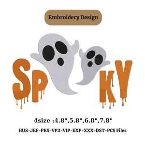 Boo Spooky Halloween Embroidery Ghost Design halloween Cute - Etsy
