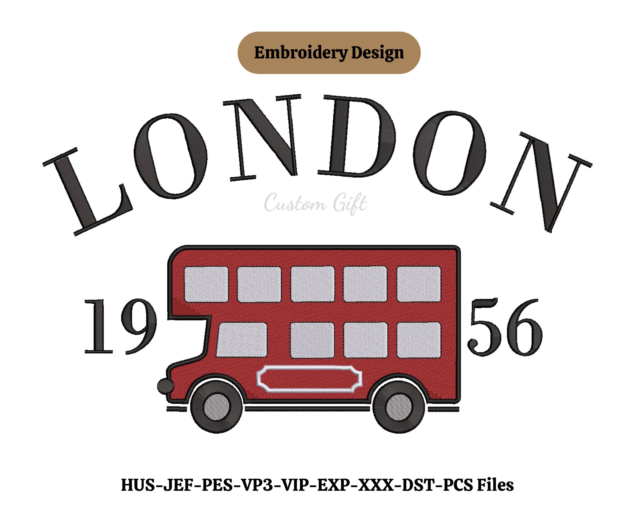London Red Bus Logo Embroidery Machine Designs London - Etsy