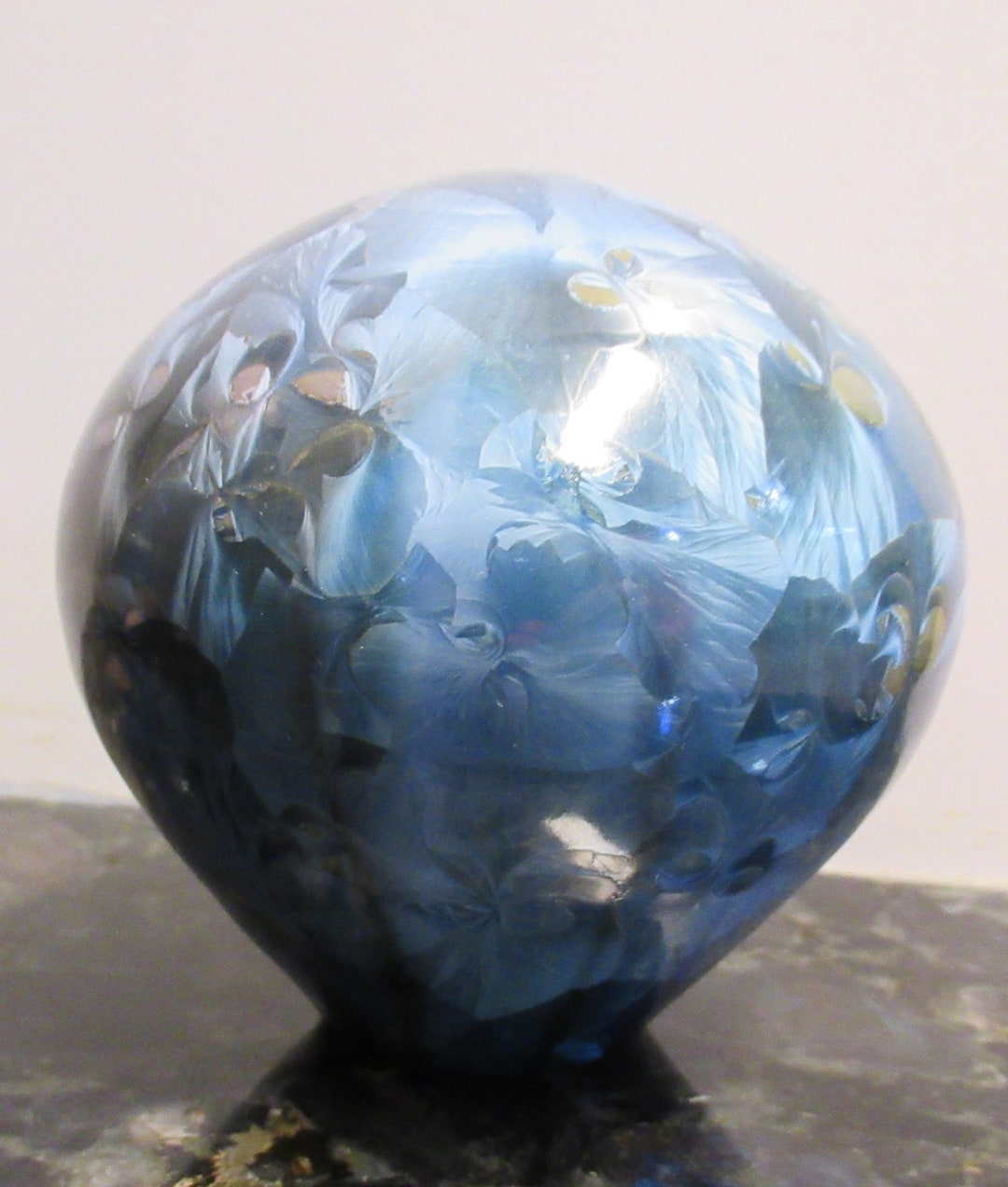 Phil Morgan 2001 NC Pottery Blue Crystalline Round Sphere Pottery EC - Etsy
