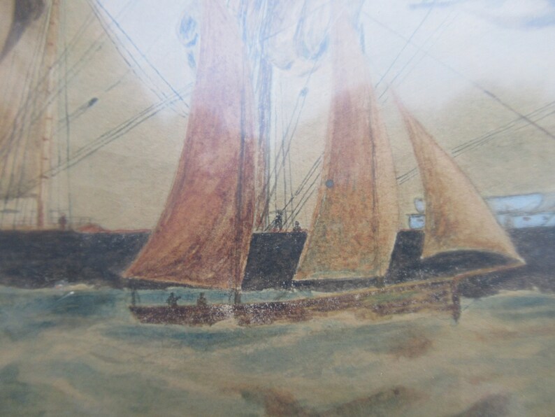 Antique J.C. Ross 1915 Signed Ships Seascape Watercolor - Etsy