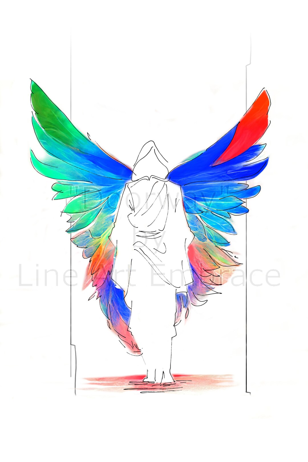 Contemporary Art, Angel Line Art Drawing, Minimalist, Art Print ...