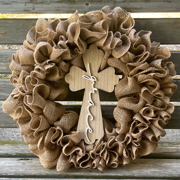 Burlap Cross Wreath - Etsy