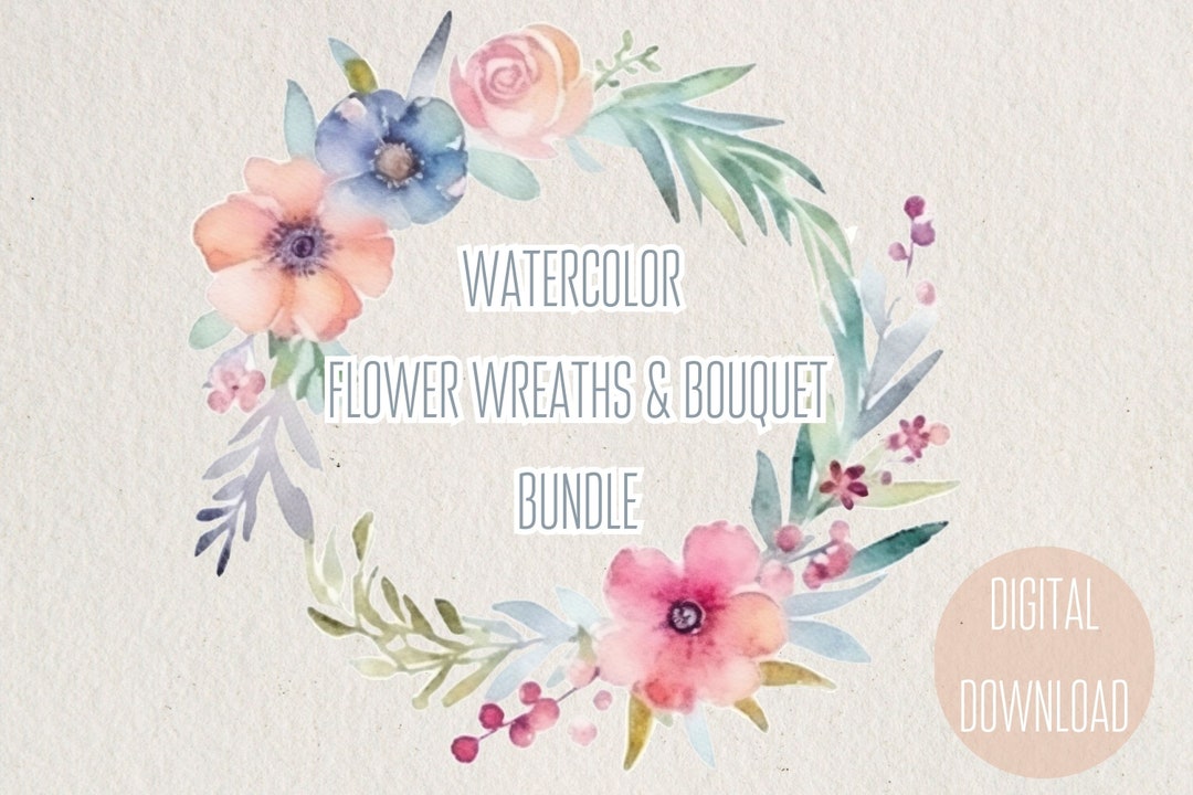 Watercolor Floral Wreaths - Wild Flowers - Flower Bouquets Clipart ...