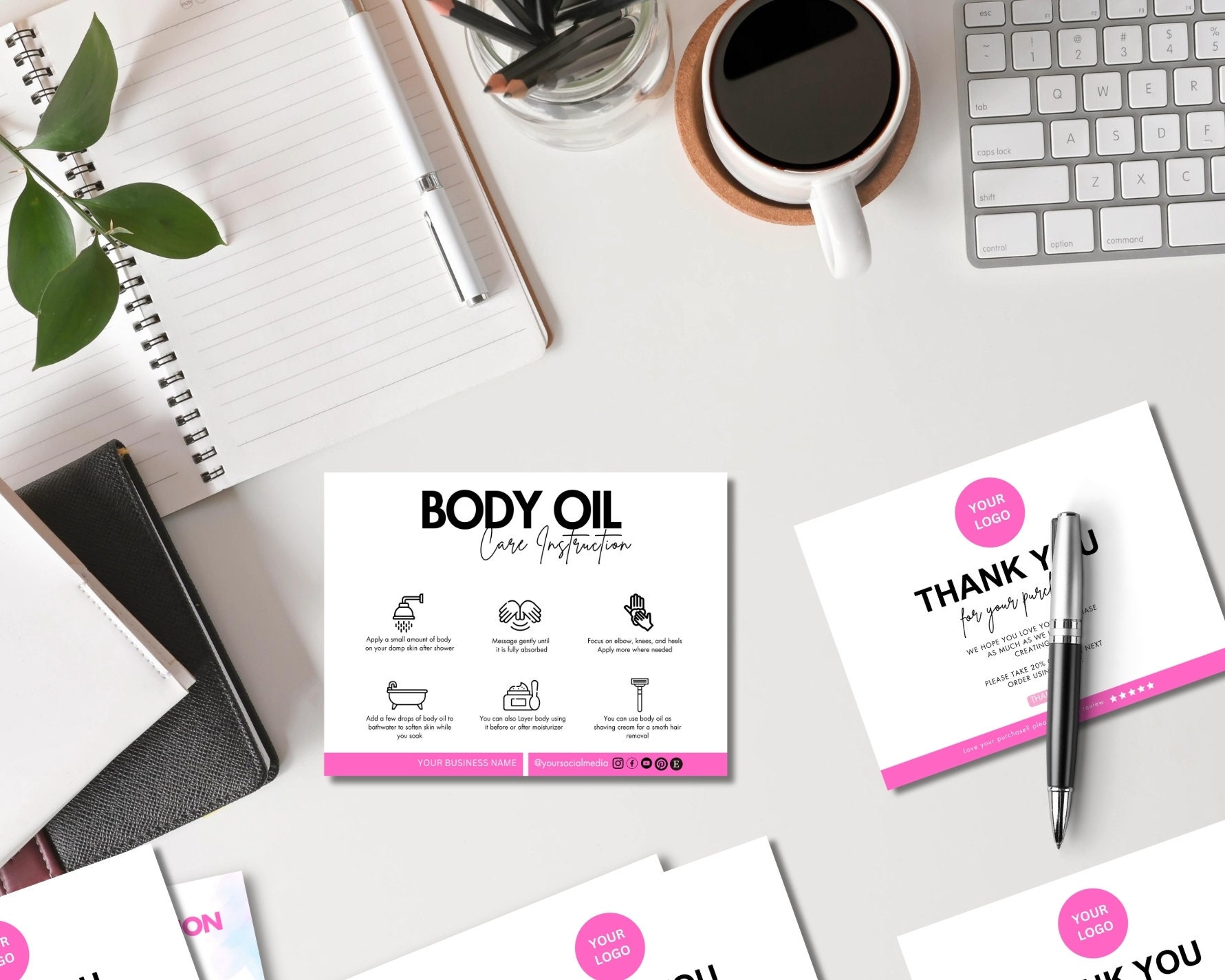 Editable Body Oil Care Card Template, Minimal Skin Oil Application ...