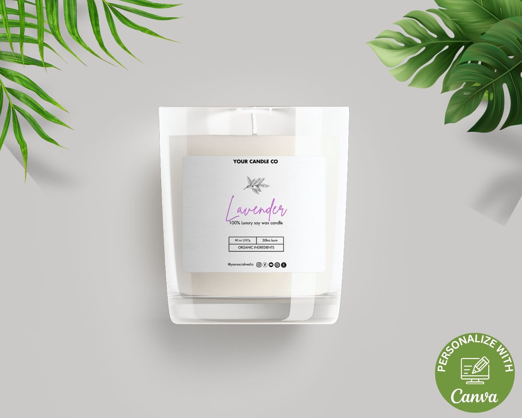 Editable Candle Label Template, Printable Candle Label, Small Business ...