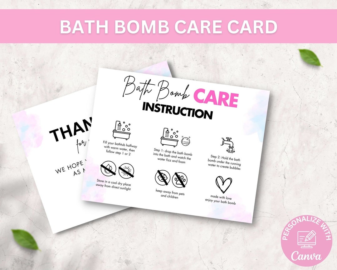 Bath Bombs Care Guide, Editable Bath Bomb Care Card Template ...