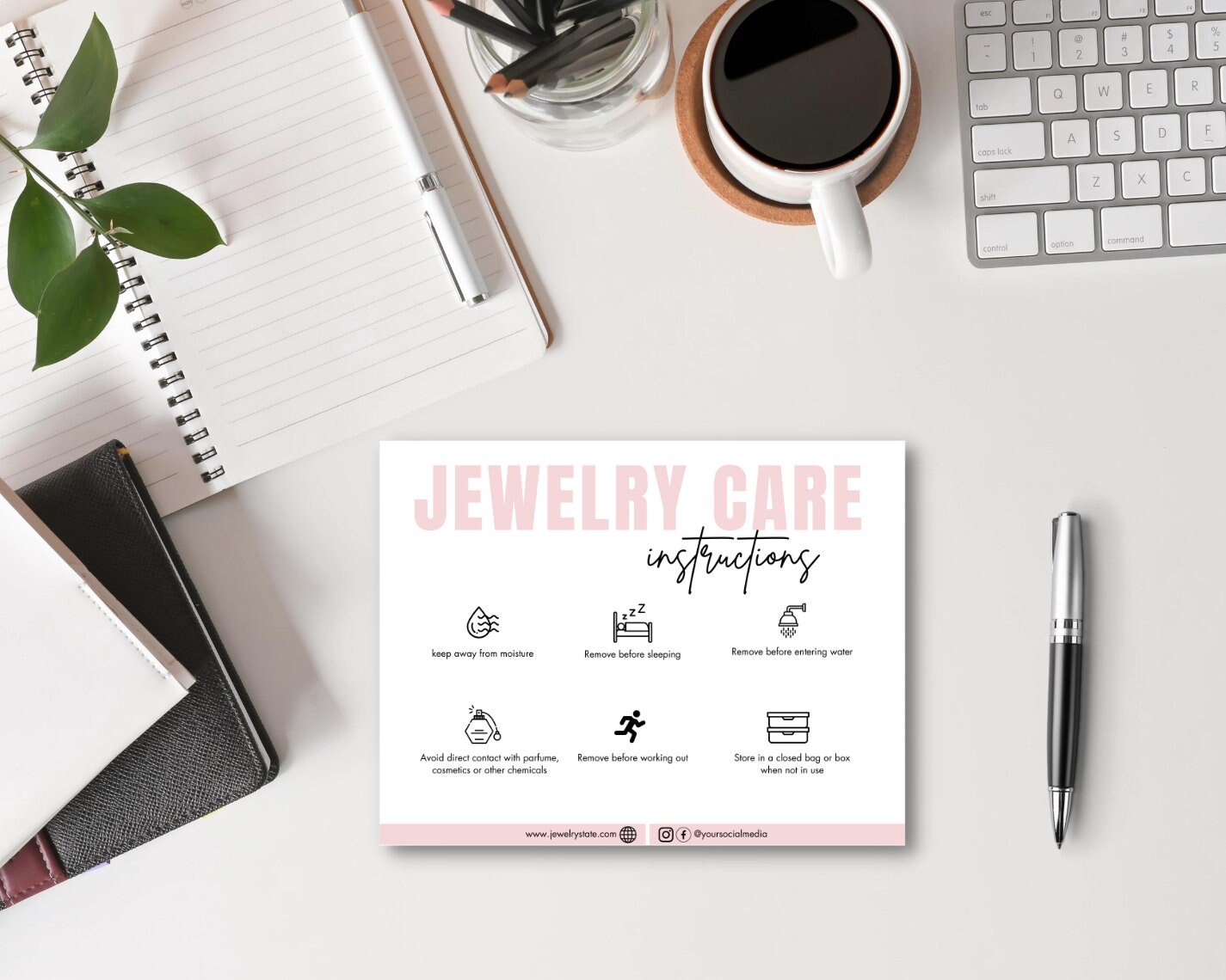 Jewelry Care Card Template, Printable Jewellery Care Instructions ...