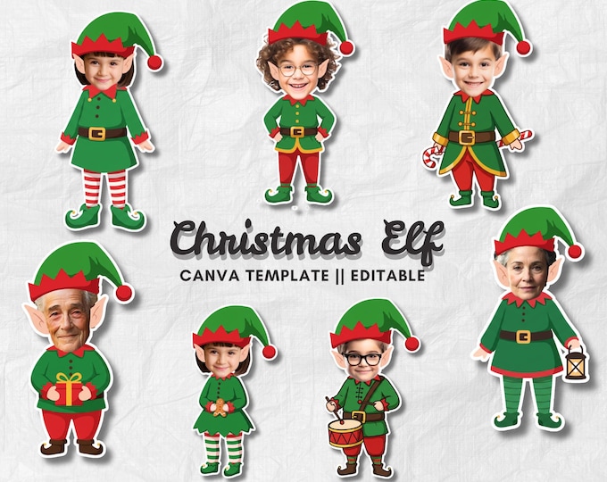 Christmas Add Your Own Photo Face, DIY Elf Yourself PNG Bundle, Elf ...