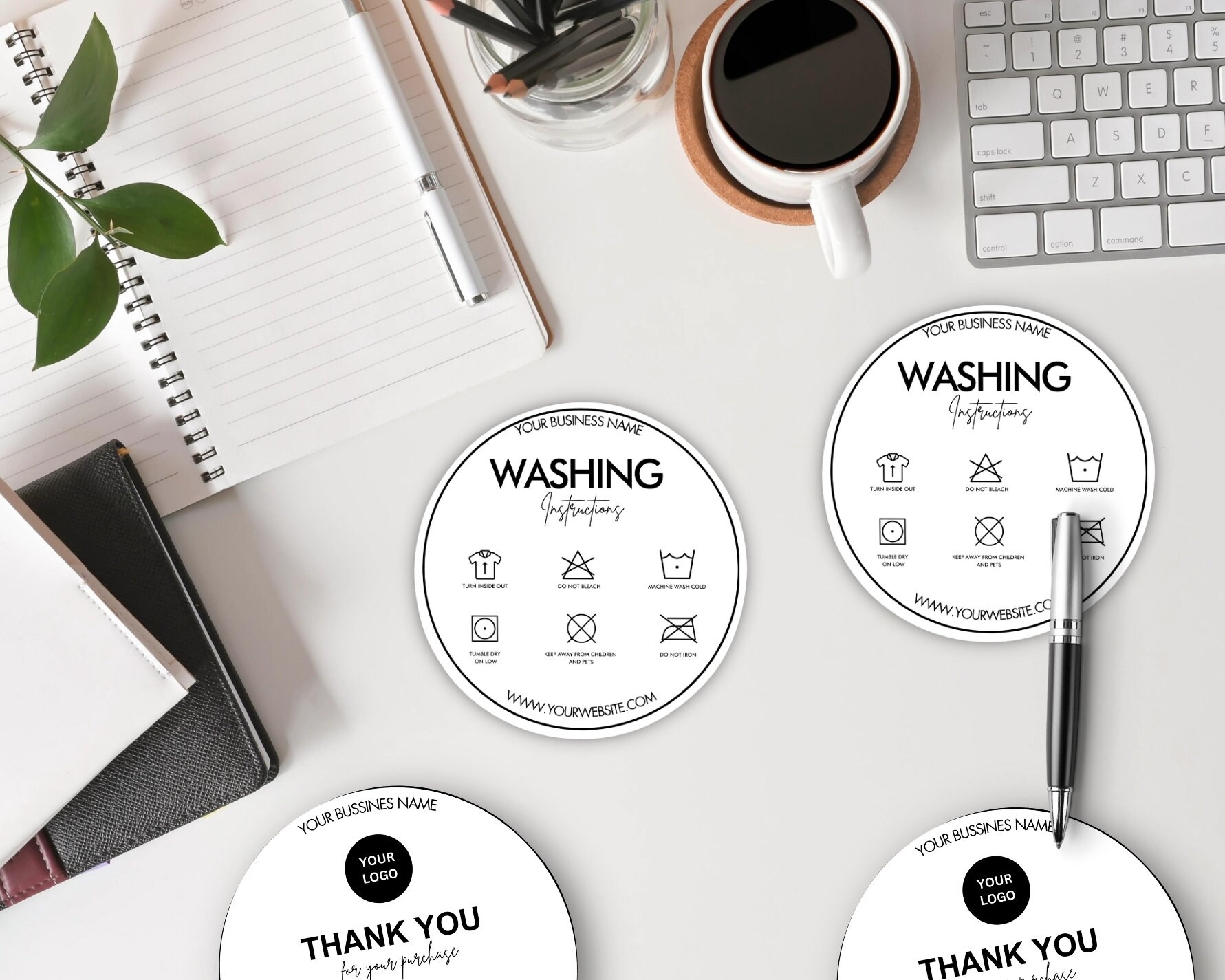 Circle Washing Instructions Care Card I Editable Canva Template I Etsy ...