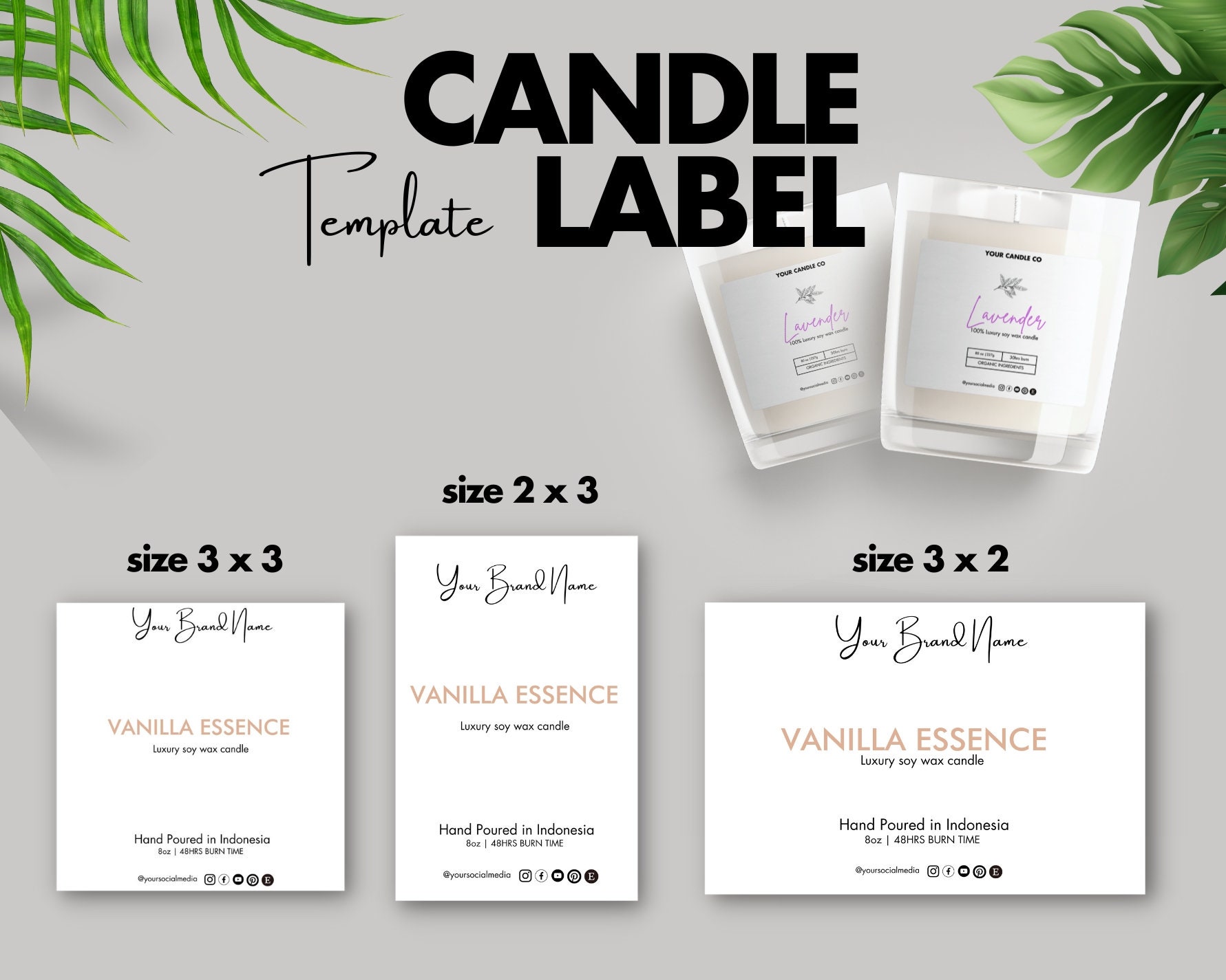 Editable Candle Label Template, Printable Candle Label, Small Business ...