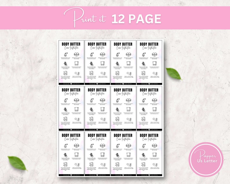 Printable Body Butter Care Card Template, Whipped Shea Butter ...