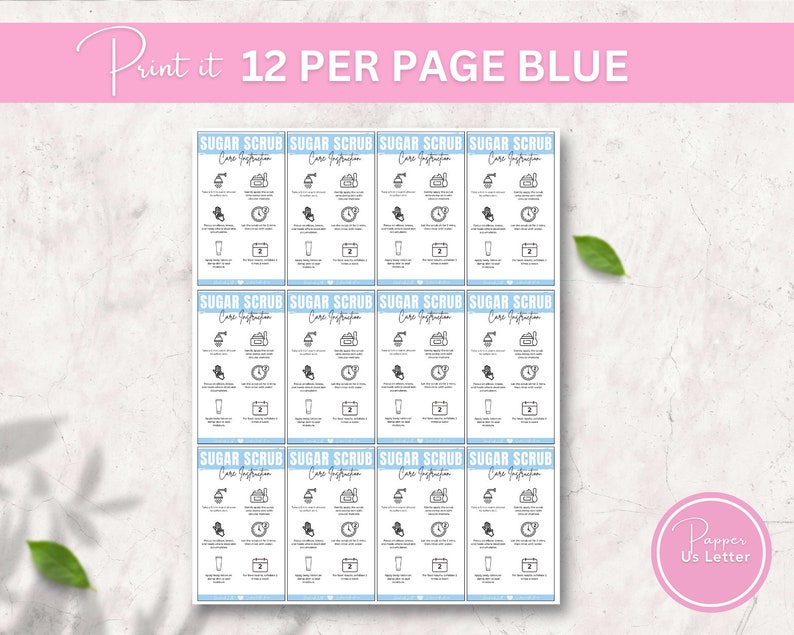 Printable Sugar Scrub Care Card Template, Body Scrub Care Instructions ...
