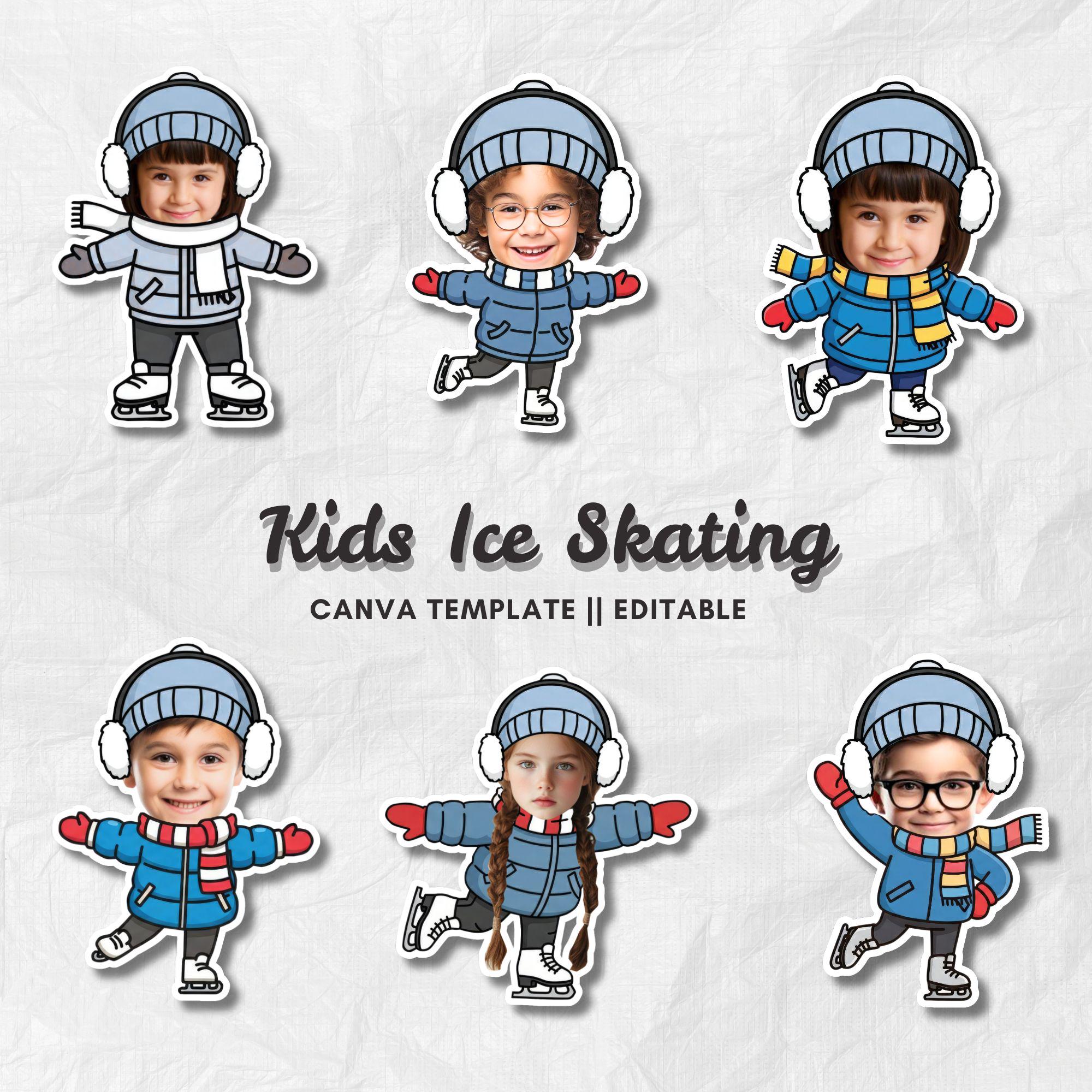 Kids Ice Skating | Add Your Own Face Photo Template | Winter Sports ...
