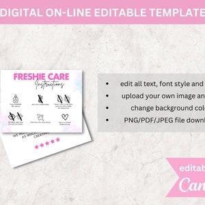 Editable Freshie Care Card Template, Printable Freshie Care ...