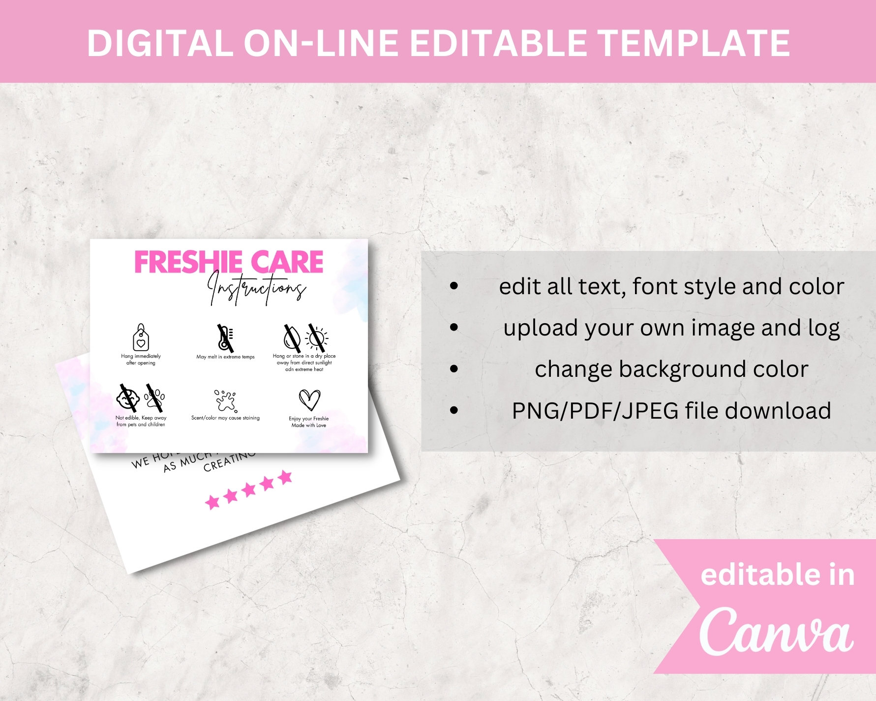 Editable Freshie Care Card Template, Printable Freshie Care ...
